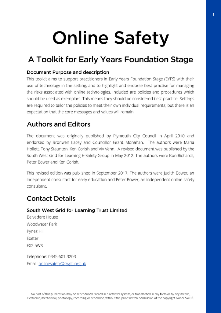 Early Years Online Safety Toolkit (Printed Booklet) | SWGfL